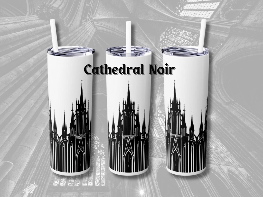 Cathedral Gothic Black Skinny Tumbler, 20oz - Gothic Drinkware, Goth ...