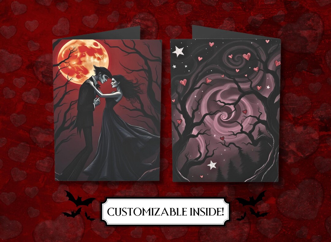 Personalized Gothic Valentines Greeting Cards, Spooky Stationery, Love ...