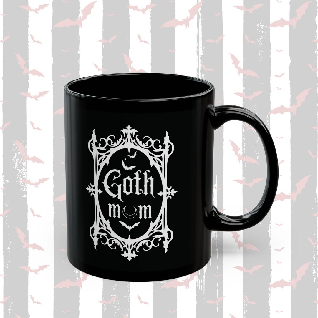 Goth Mom Witchy Occult Mug, Black Ceramic Goth Cup, Halloween Coffee ...