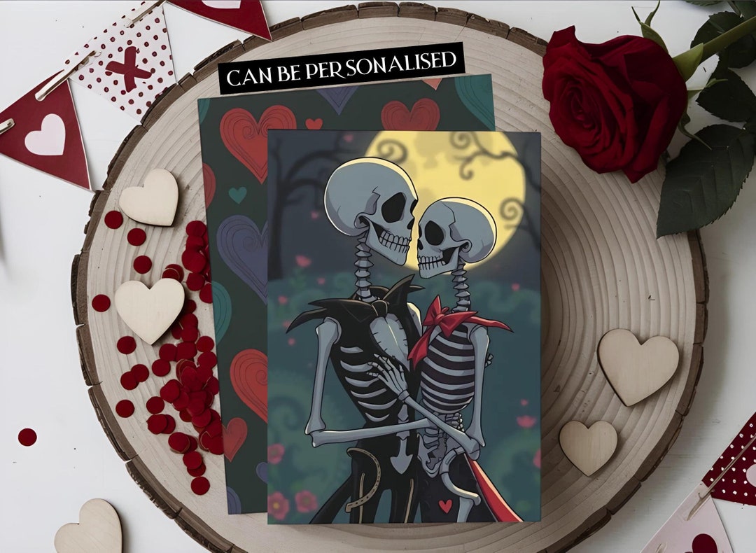 Personalised Gothic Valentines Greeting Card, Spooky Stationery, Love ...