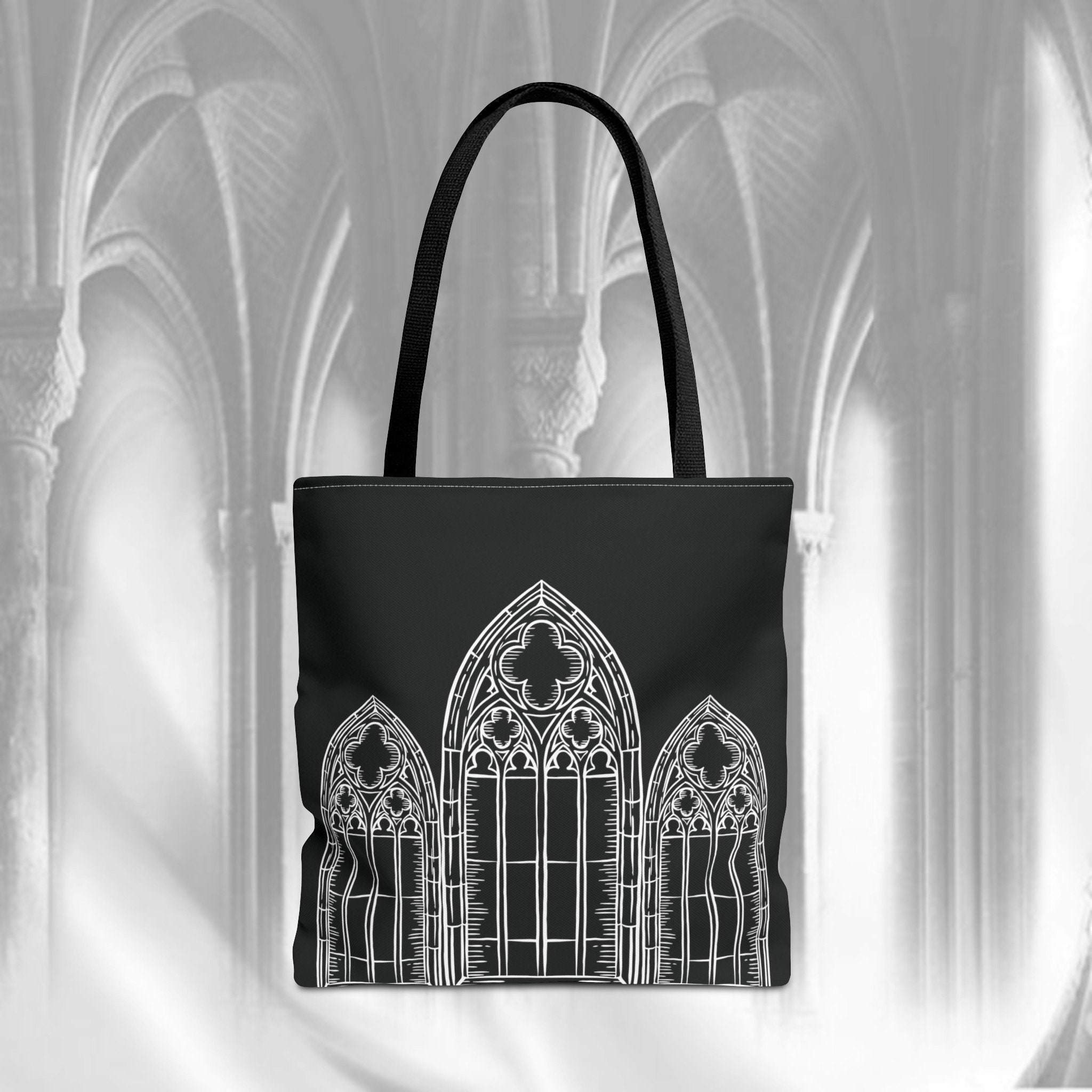 Gothic Cathedral Tote Bag, Double Side Print, Witchy Shoulder Bag ...