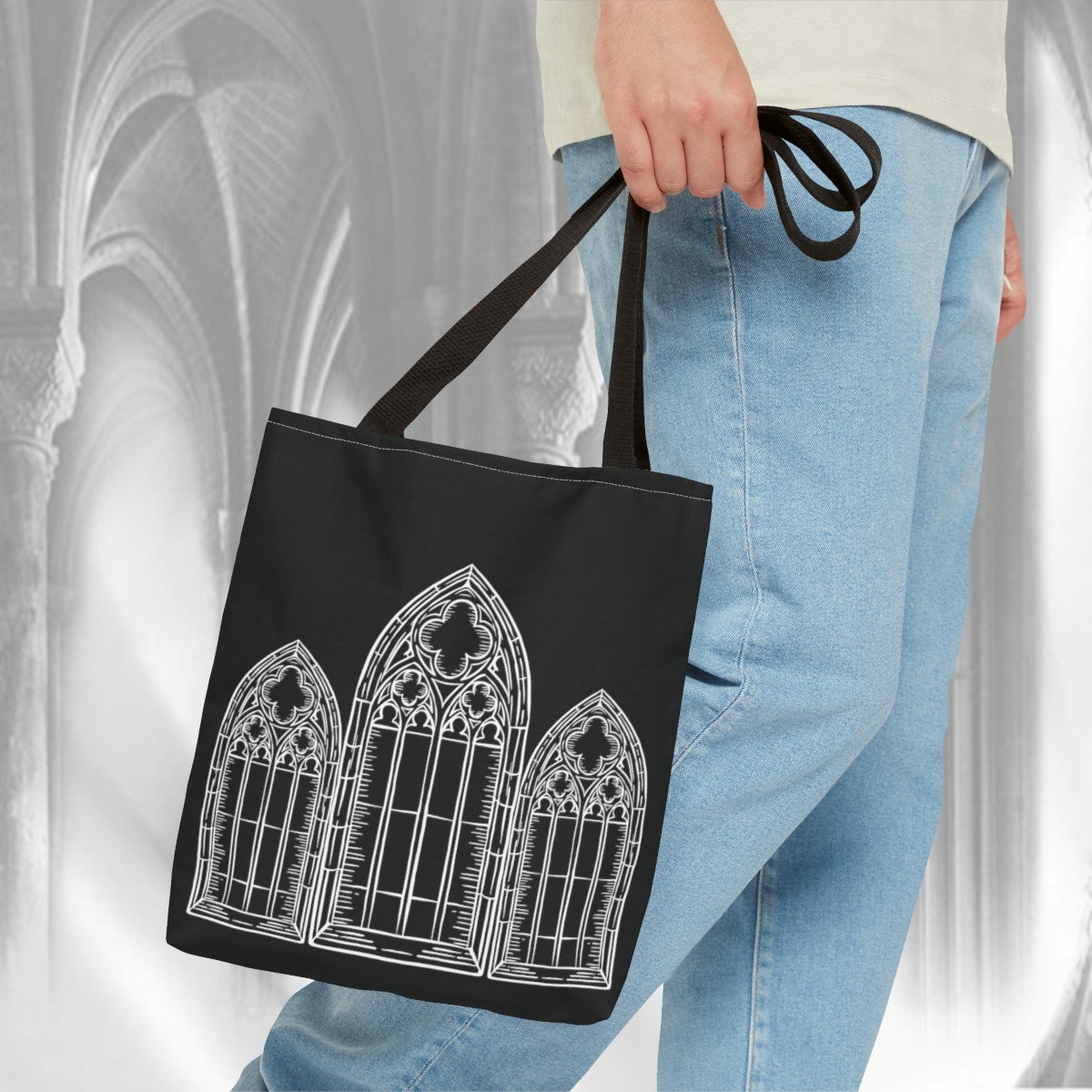 Gothic Cathedral Tote Bag, Double Side Print, Witchy Shoulder Bag ...