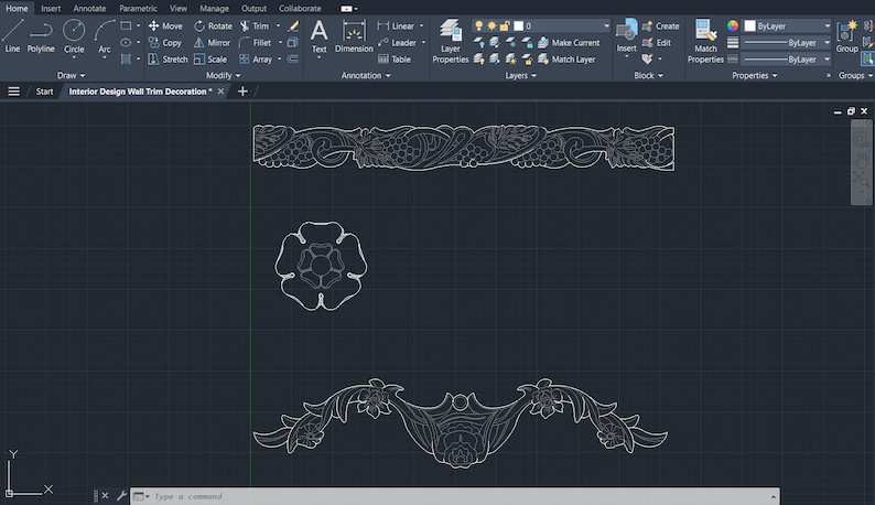 Wall Decoration 2D Autocad Blocks Classic Luxury Interior Design ...
