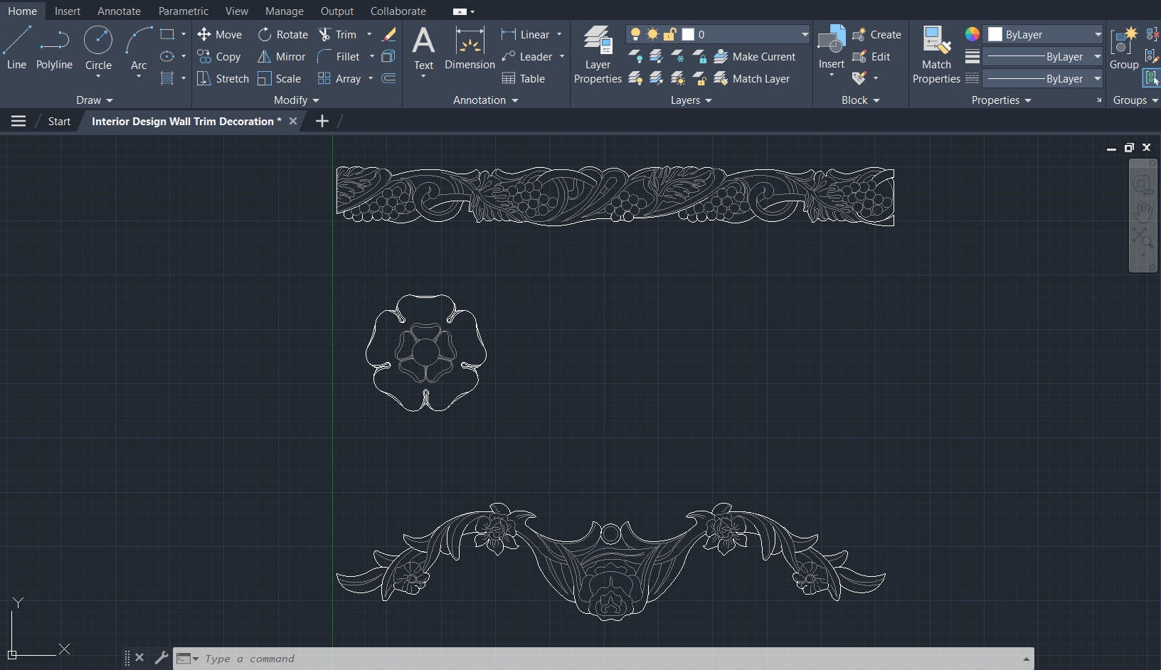 Wall Decoration 2D Autocad Blocks Classic Luxury Interior Design ...