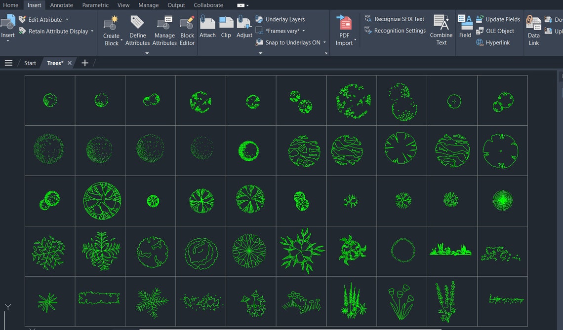 100 Trees Landscape 2D CAD Set 001 | Architectural Autocad Blocks ...