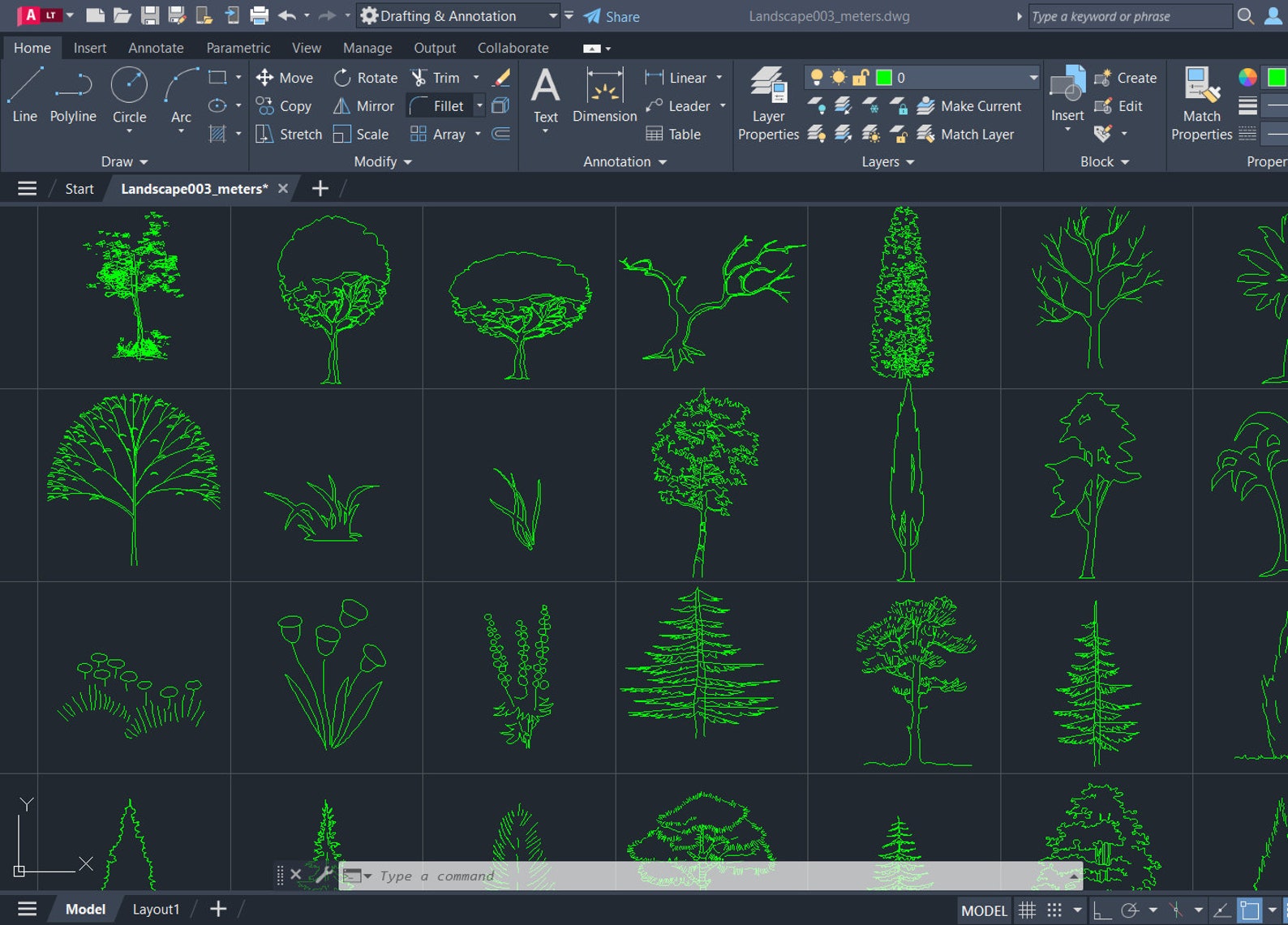 100 Trees Landscape 2D Autocad Blocks Set 003 Architectural Plants ...