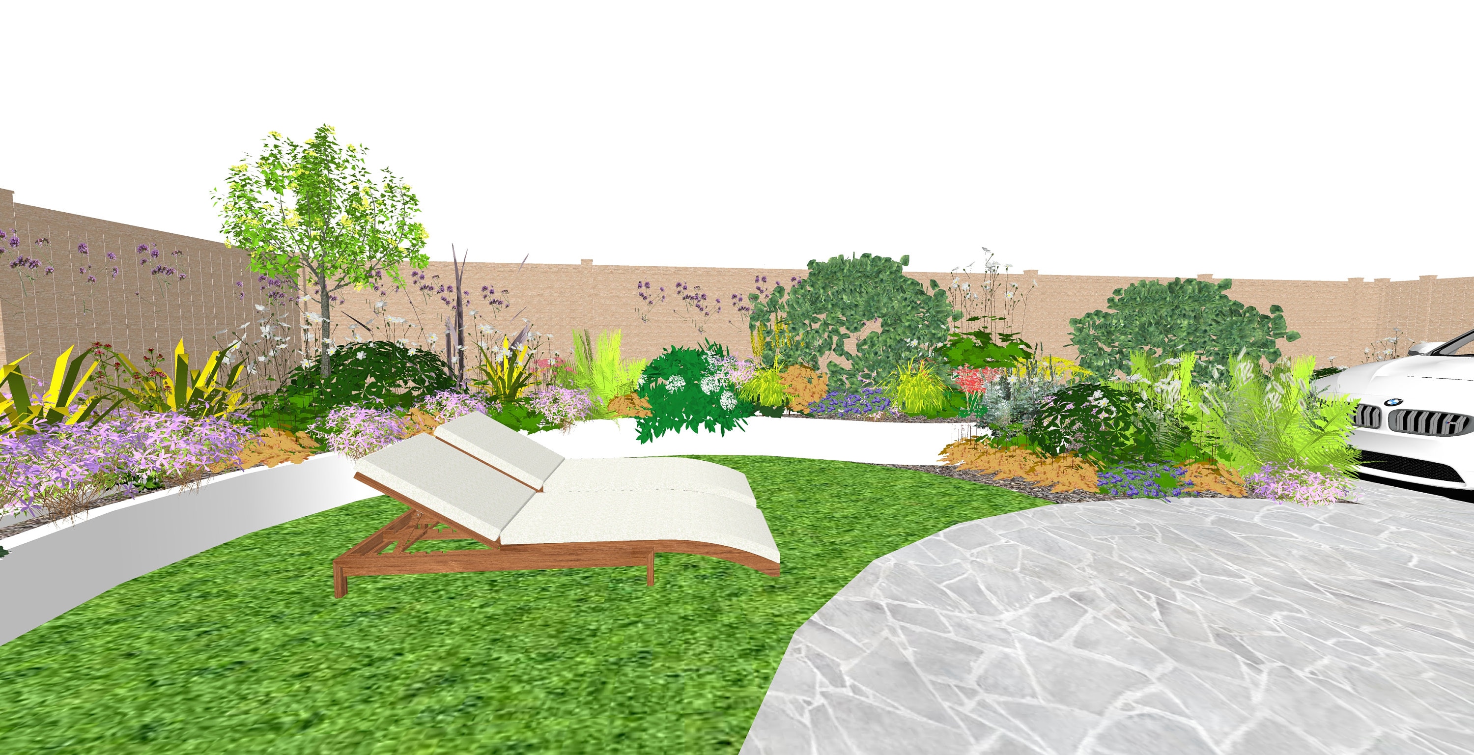 British Cottage Garden Design 3D Model | UK Landscape Design| Back ...