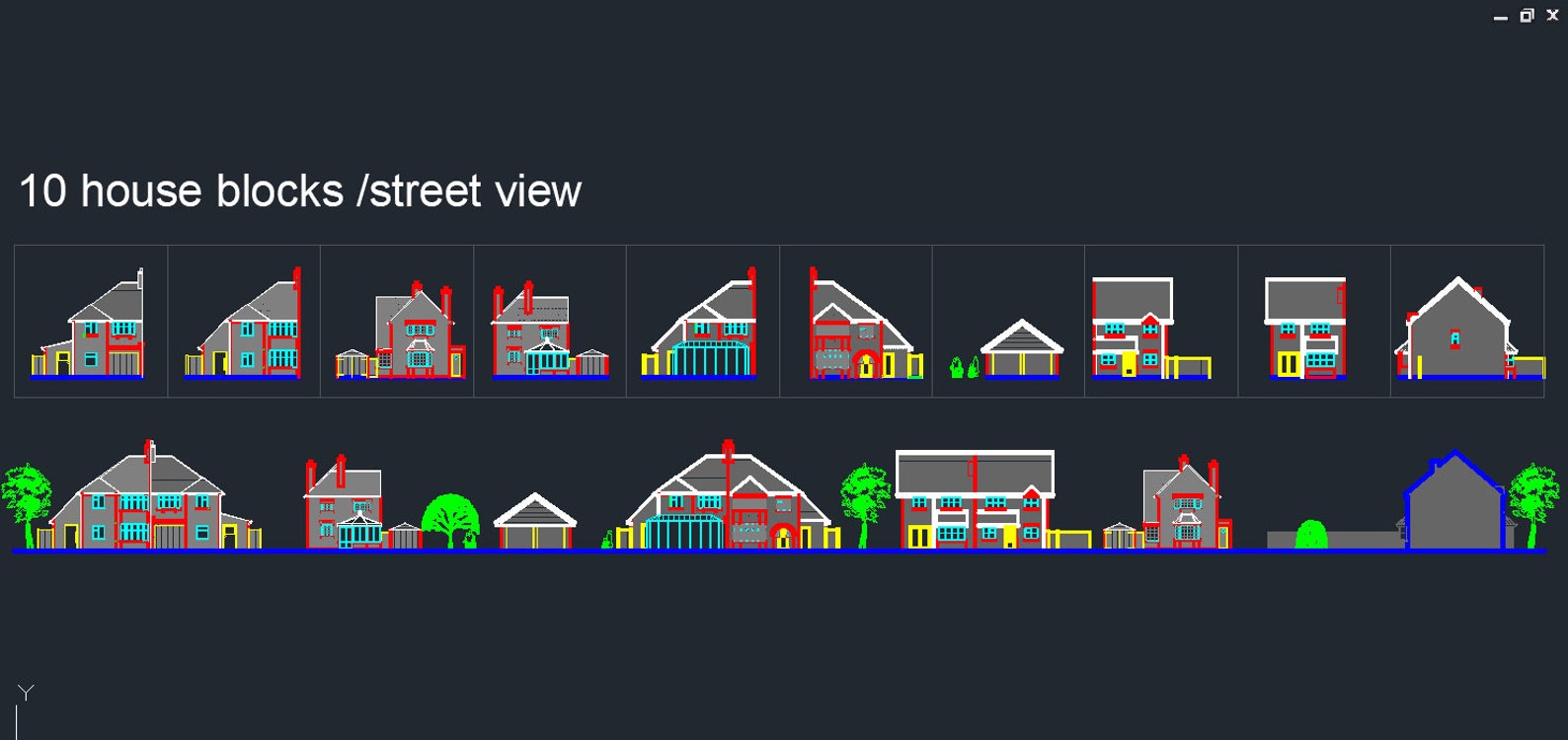 10 Houses Blocks 2D CAD Set 001 | Architectural Context Autocad Blocks ...
