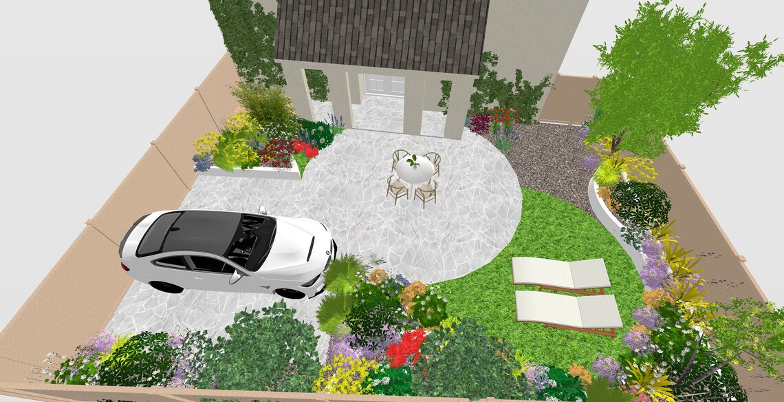 British Cottage Garden Design 3D Model | UK Landscape Design| Back Garden Plan | Sketchup 3D ...