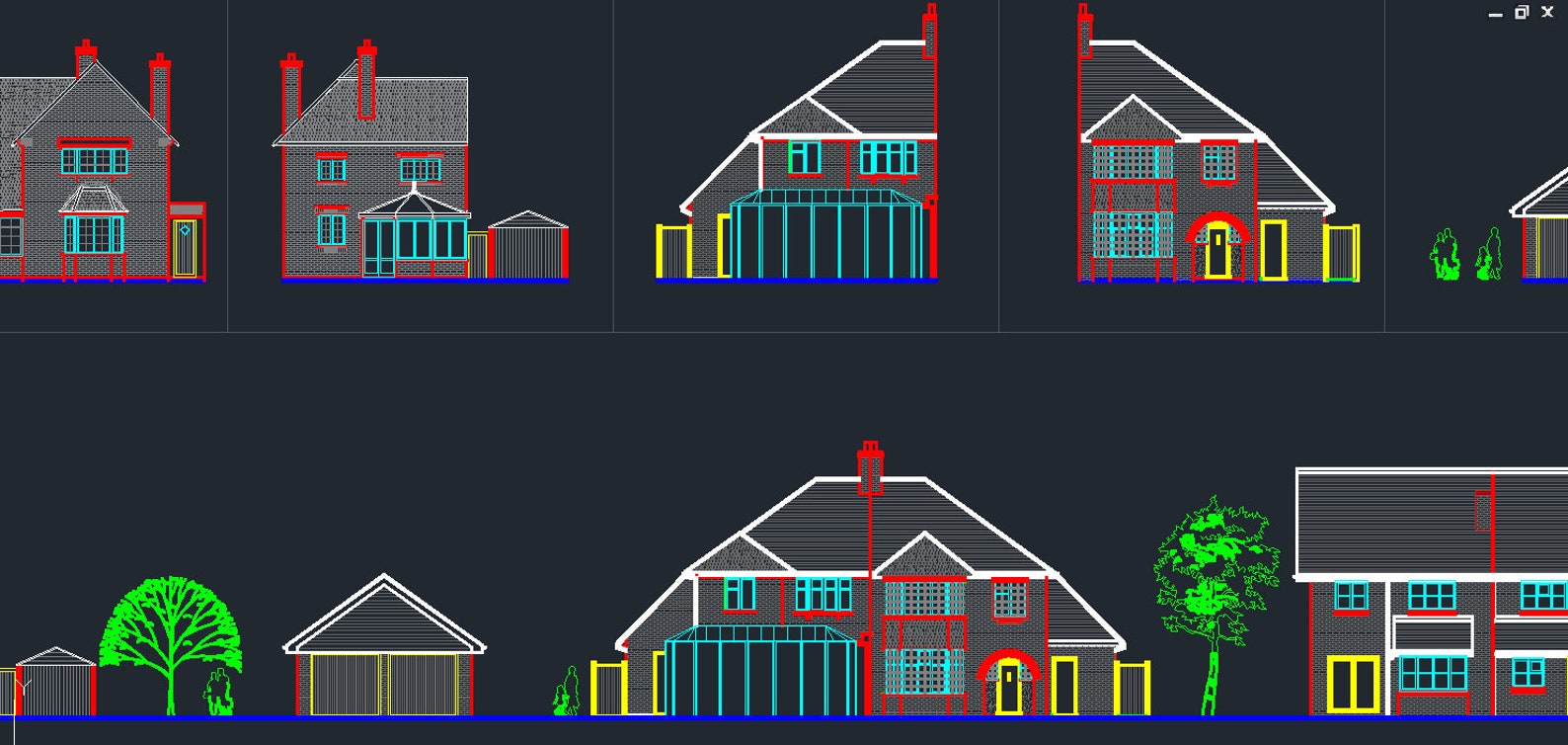 10 Houses Blocks 2D CAD Set 001 Architectural Context Autocad Blocks ...