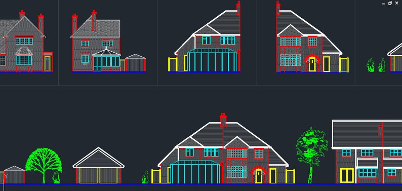 10 Houses Blocks 2D CAD Set 001 Architectural Context Autocad Blocks ...