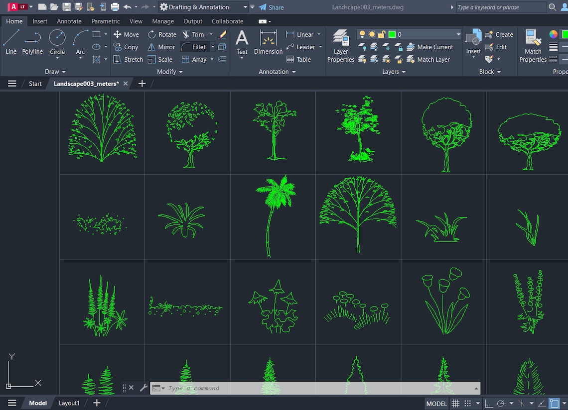 100 Trees Landscape 2D Autocad Blocks Set 003 | Architectural Plants ...
