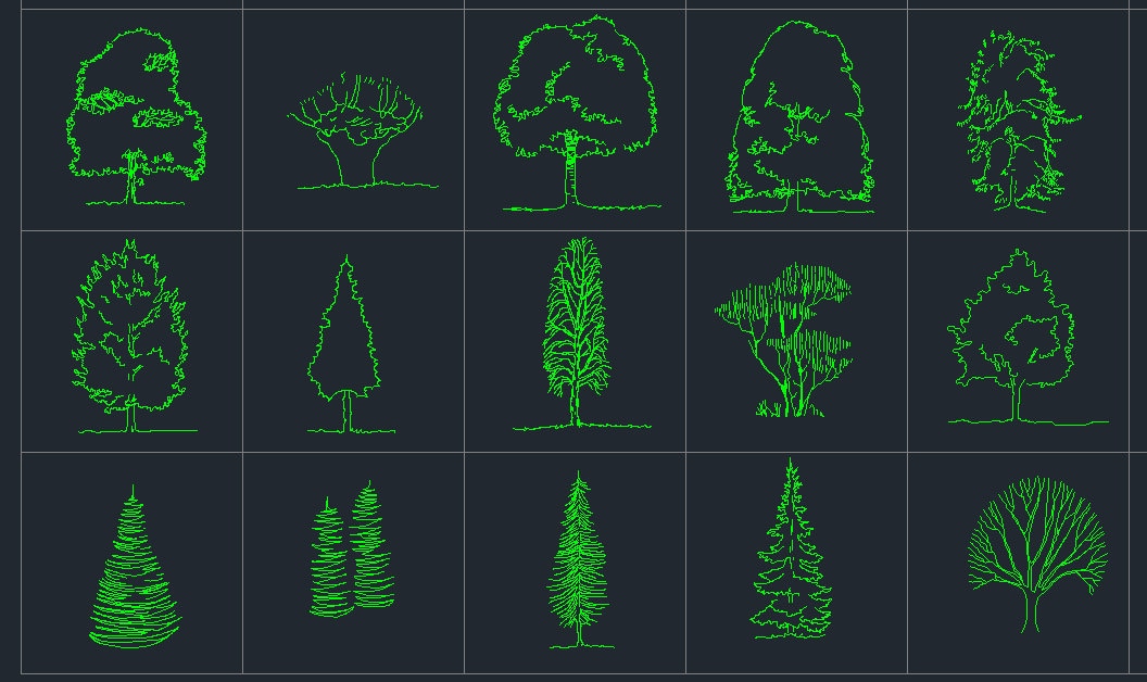 100 Trees Landscape 2D CAD Set 001 | Architectural Autocad Blocks ...