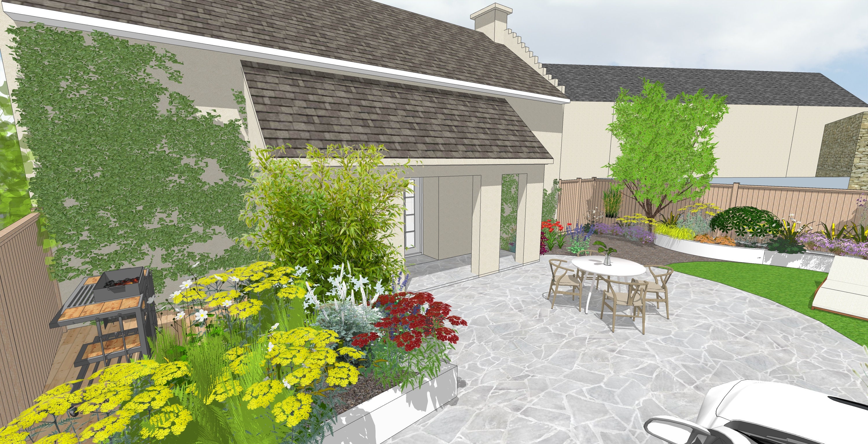 British Cottage Garden Design 3D Model | UK Landscape Design| Back ...