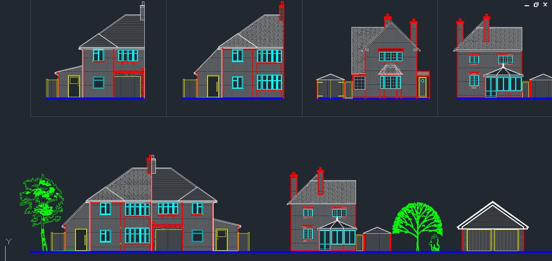 10 Houses Blocks 2D CAD Set 001 | Architectural Context Autocad Blocks ...