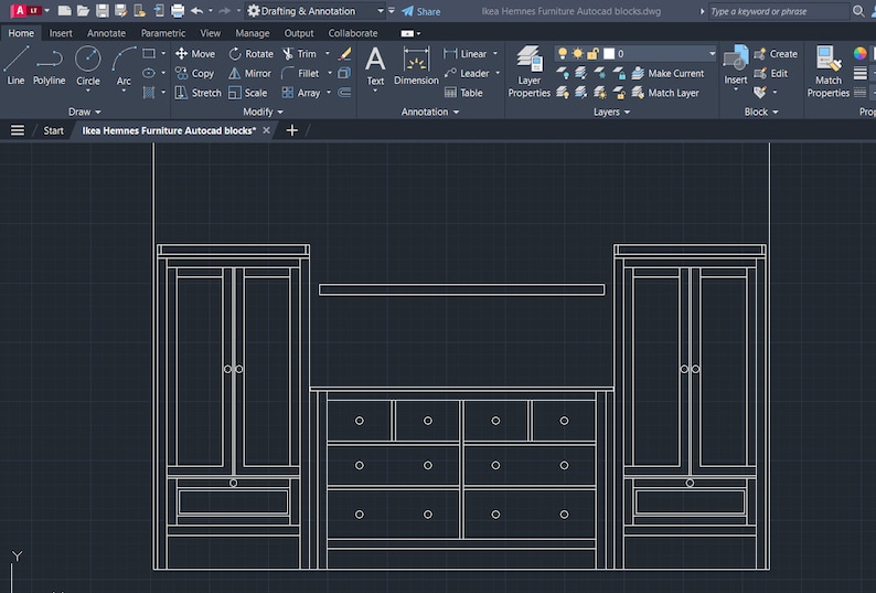 Ikea Hemnes Furniture 2D Autocad Blocks | Architectural Autocad Blocks ...