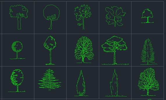 Landscape Autocad Blocks Dwg 100 Trees Landscape 2D CAD Set 002