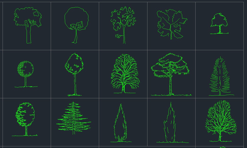 100 Trees Landscape 2D CAD Set 001 | Architectural Autocad Blocks ...