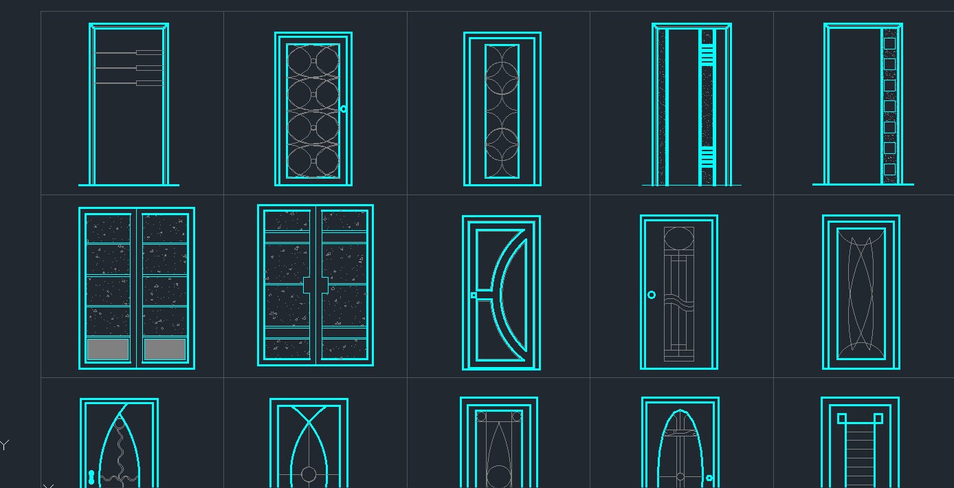100 Doors Windows Blocks 2D CAD Set 001 | Architectural Houses Autocad ...