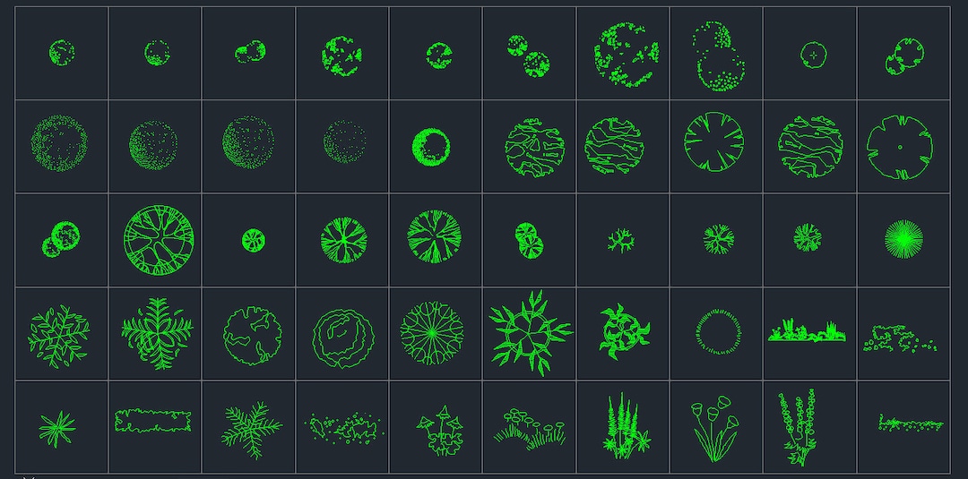 100 Trees Landscape 2D CAD Set 001 | Architectural Autocad Blocks ...