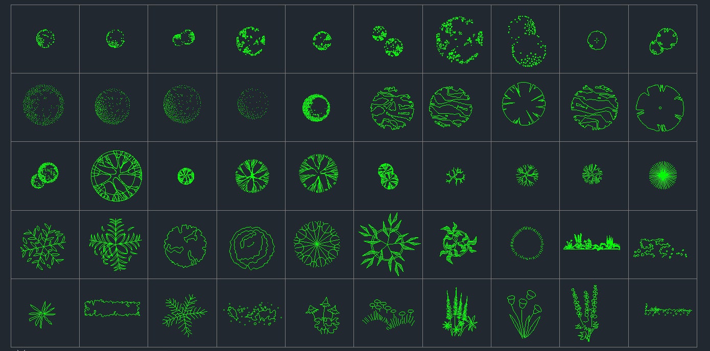 100 Trees Landscape 2D CAD Set 001 | Architectural Autocad Blocks ...