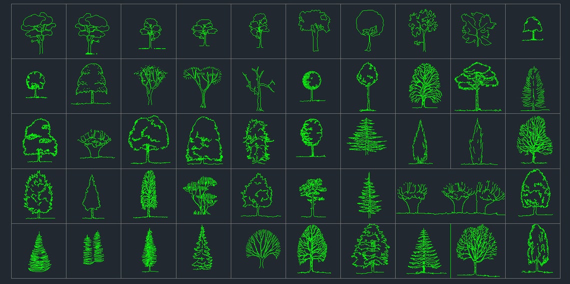 100 Trees Landscape 2D CAD Blocks | Architectural Autocad | Plants ...
