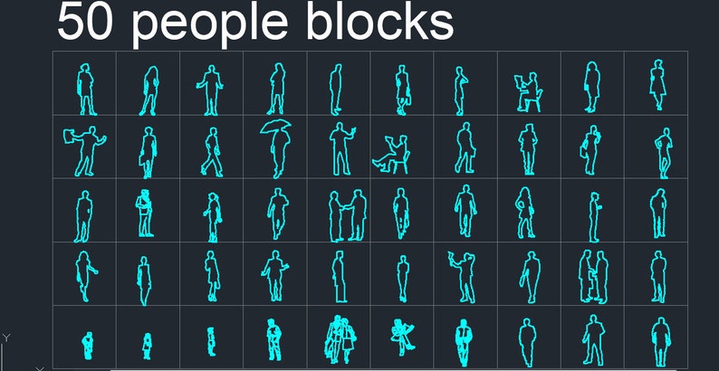 50 People Blocks 2D Autocad Set 001 | Architectural CAD Blocks | Women ...