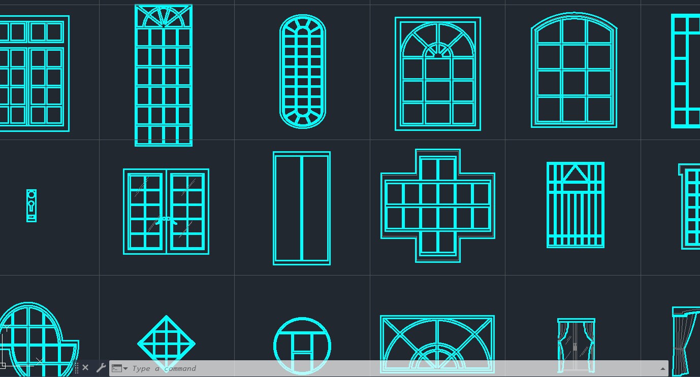 100 Doors Windows Blocks 2D CAD Set 001 | Architectural Houses Autocad ...