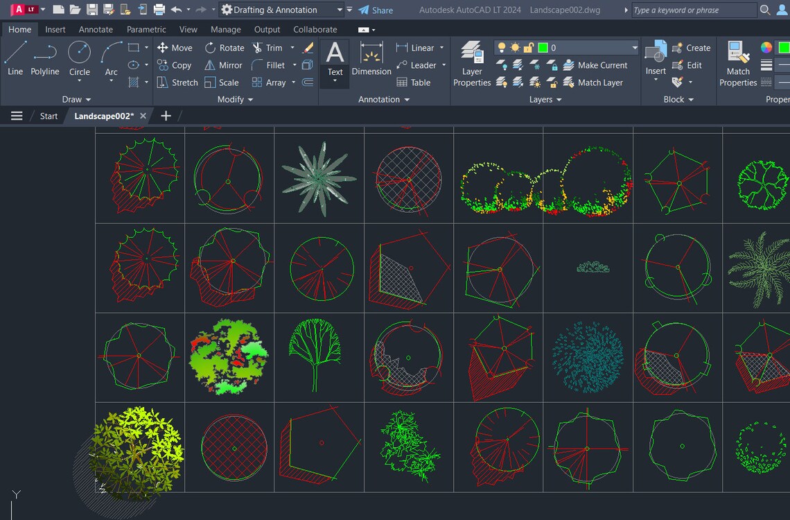 100 Trees Landscape 2D CAD Set 002 | Architectural Autocad Plants Trees ...