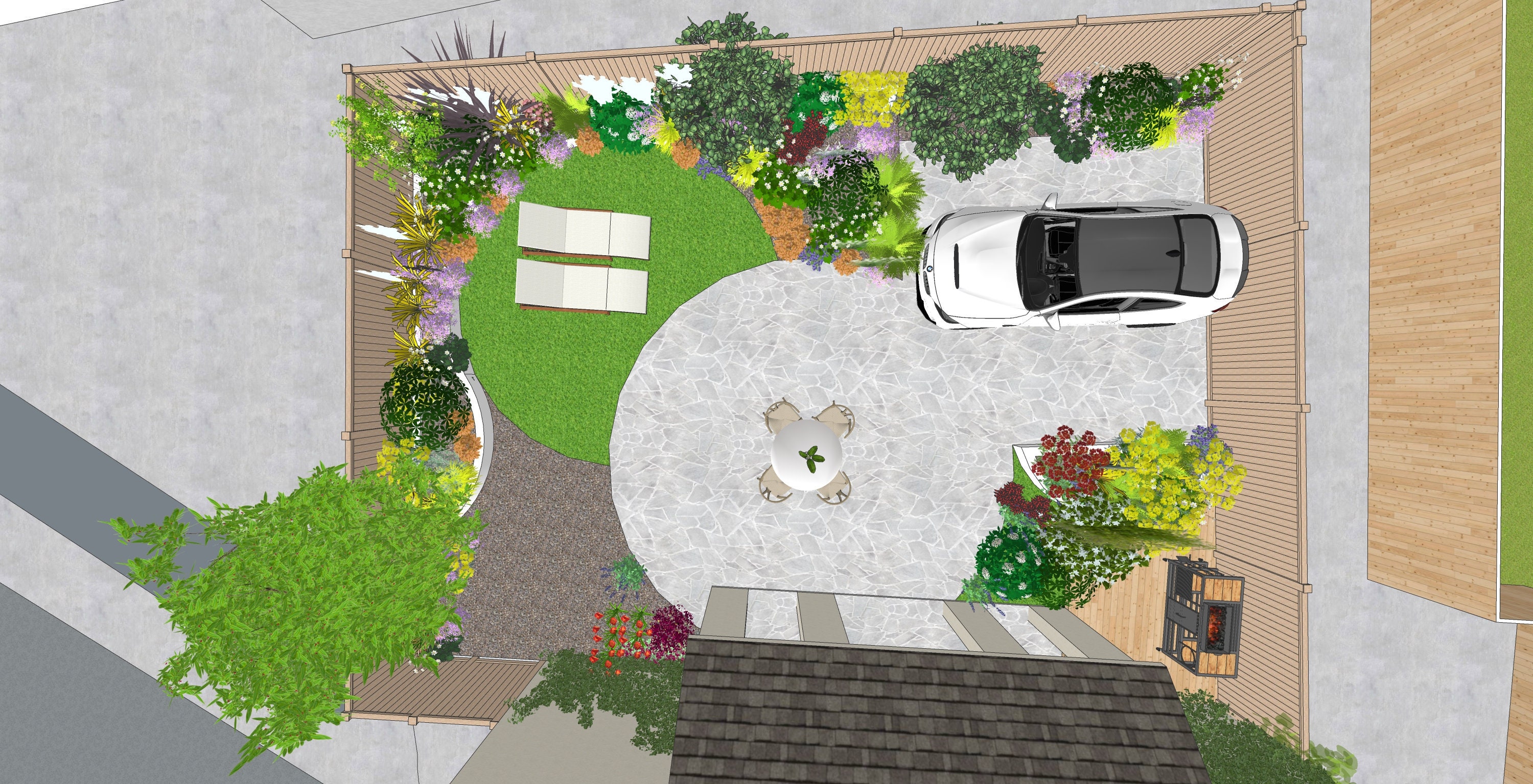 British Cottage Garden Design 3D Model | UK Landscape Design| Back ...