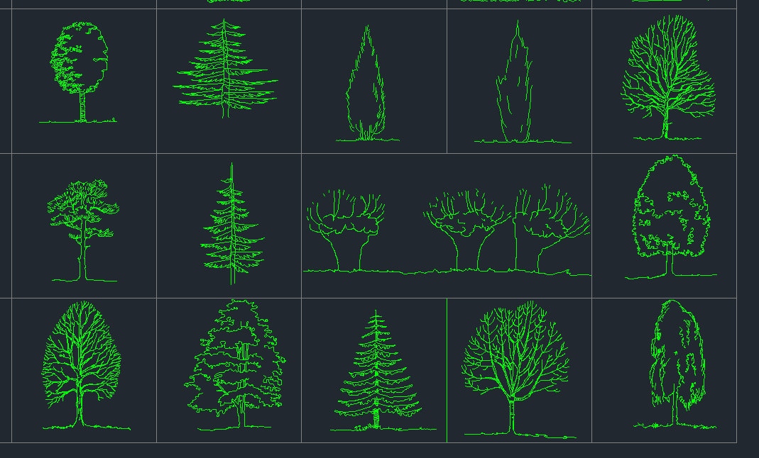 100 Trees Landscape 2D CAD Set 001 | Architectural Autocad Blocks ...