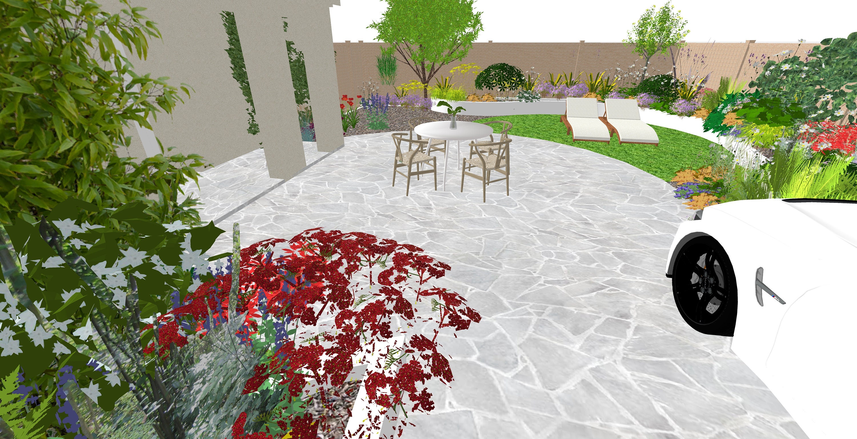 British Cottage Garden Design 3D Model | UK Landscape Design| Back ...