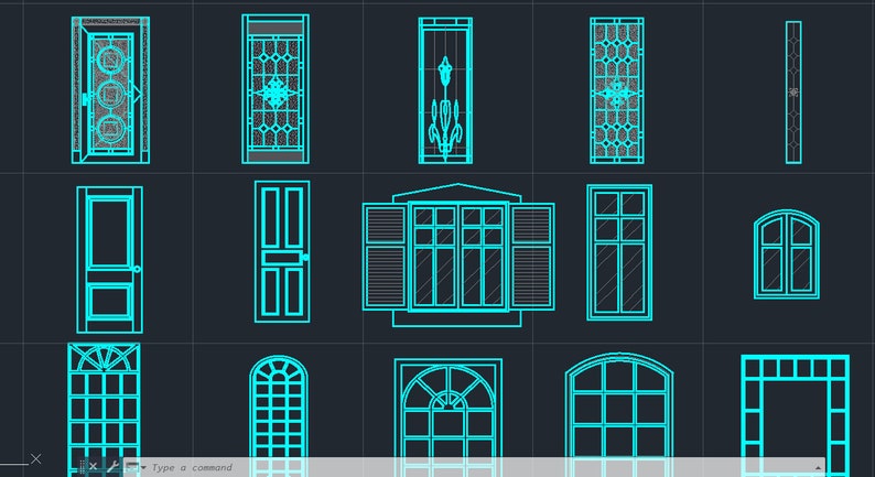 100 Doors Windows Blocks 2D CAD Set 001 | Architectural Houses Autocad ...
