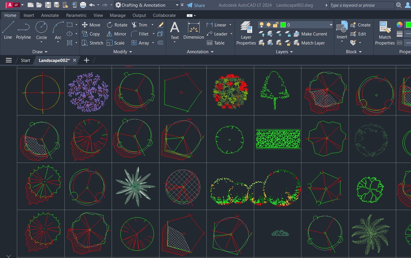 100 Trees Landscape 2D CAD Set 002 | Architectural Autocad Plants Trees ...