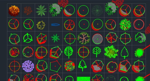 Landscape Autocad Blocks Dwg 100 Trees Landscape 2D CAD Set 002
