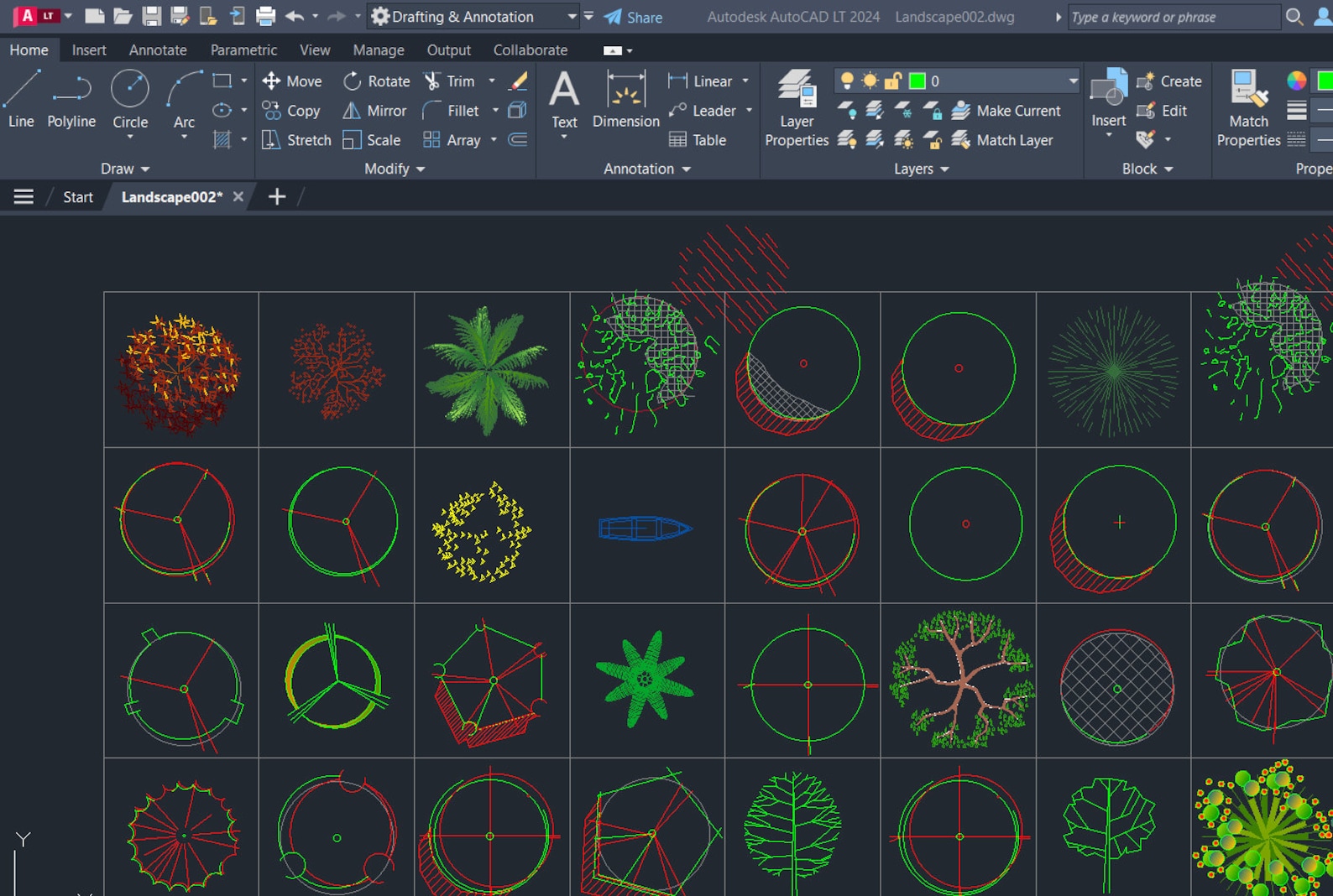 100 Trees Landscape 2D CAD Set 002 | Architectural Autocad Plants Trees ...