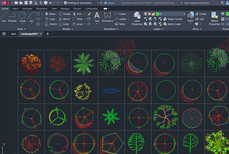 100 Trees Landscape 2D CAD Set 002 | Architectural Autocad Plants Trees ...