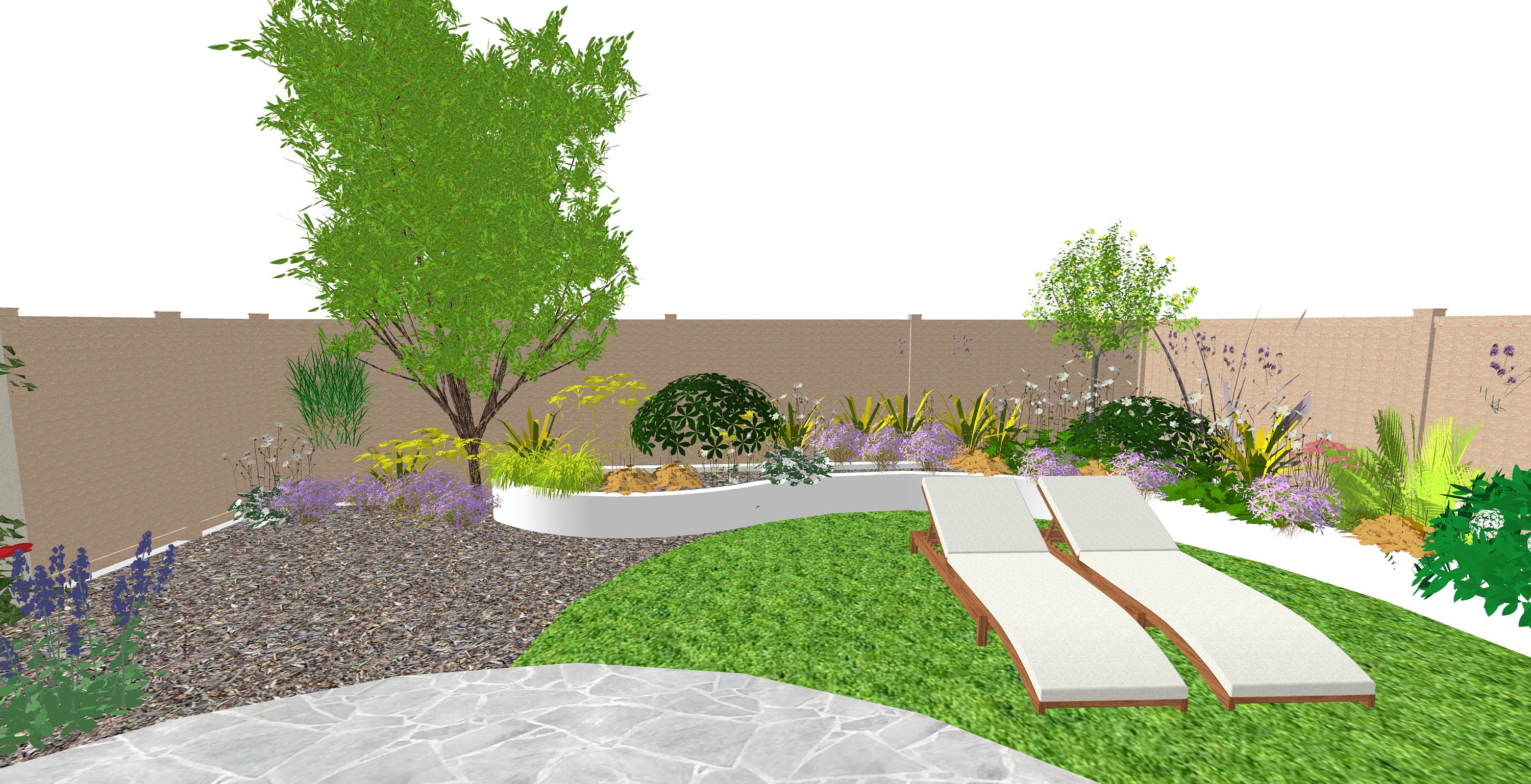 British Cottage Garden Design 3D Model | UK Landscape Design| Back ...