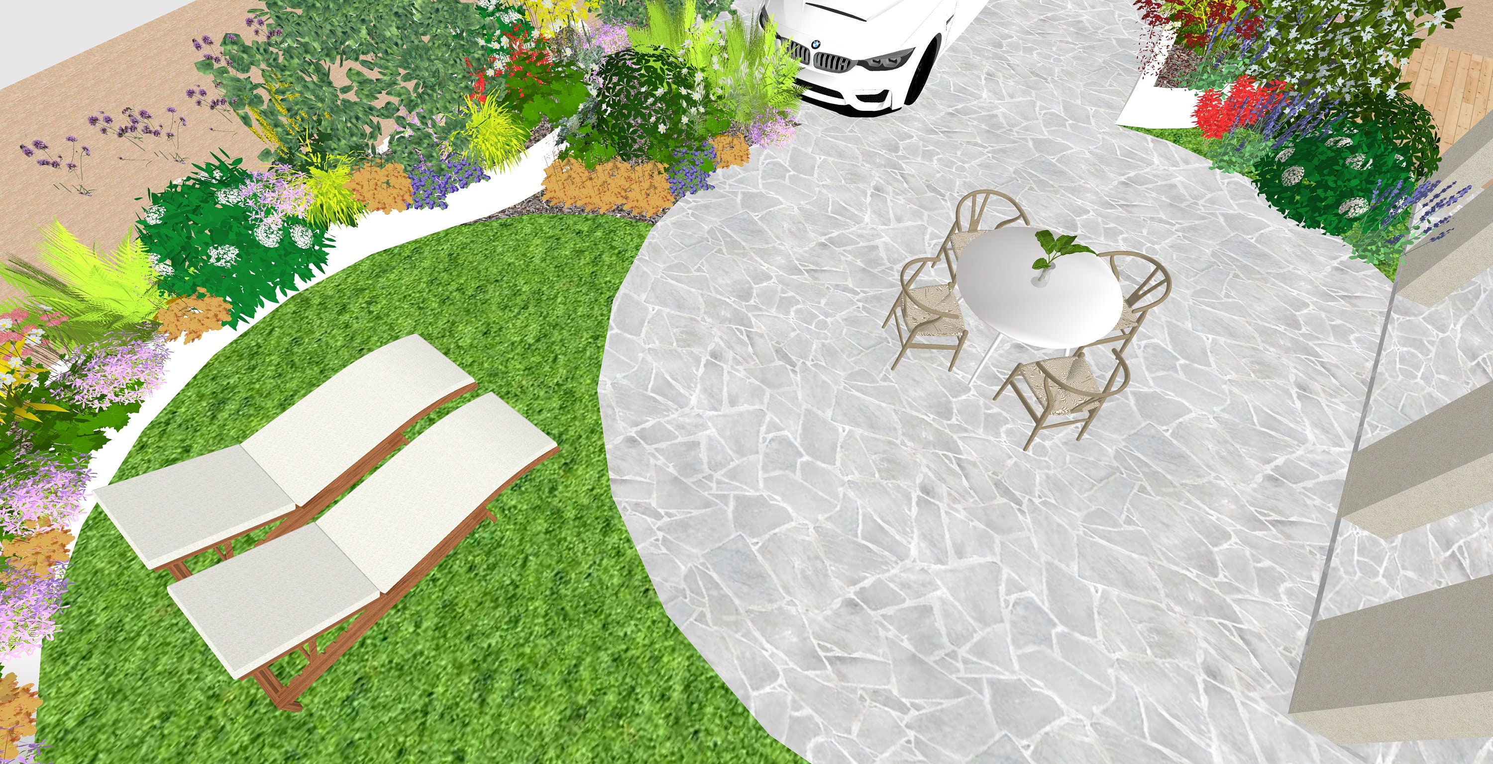 British Cottage Garden Design 3D Model | UK Landscape Design| Back Garden Plan | Sketchup 3D ...