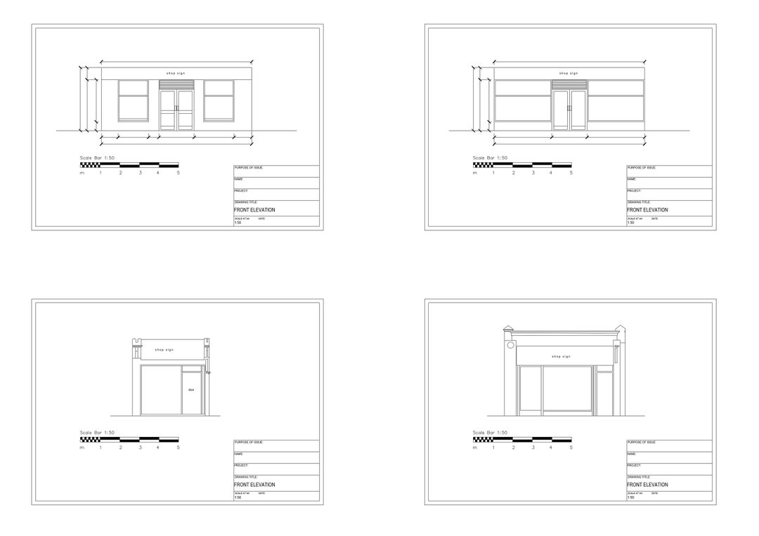 10 Shop Sign Editable Template Blanks | Architectural Autocad Blocks ...