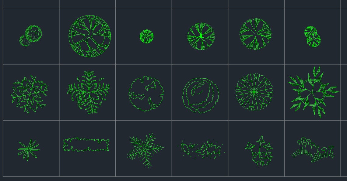 100 Trees Landscape 2D CAD Set 001 | Architectural Autocad Blocks ...