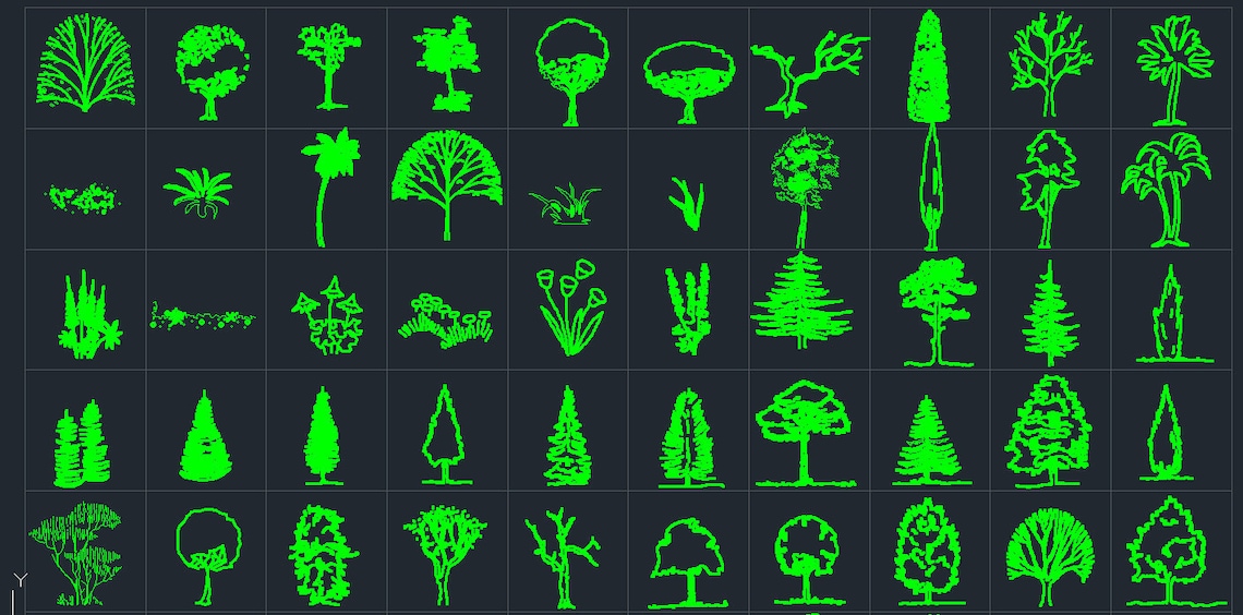 100 Trees Landscape 2D Autocad Blocks Set 003 | Architectural Plants ...