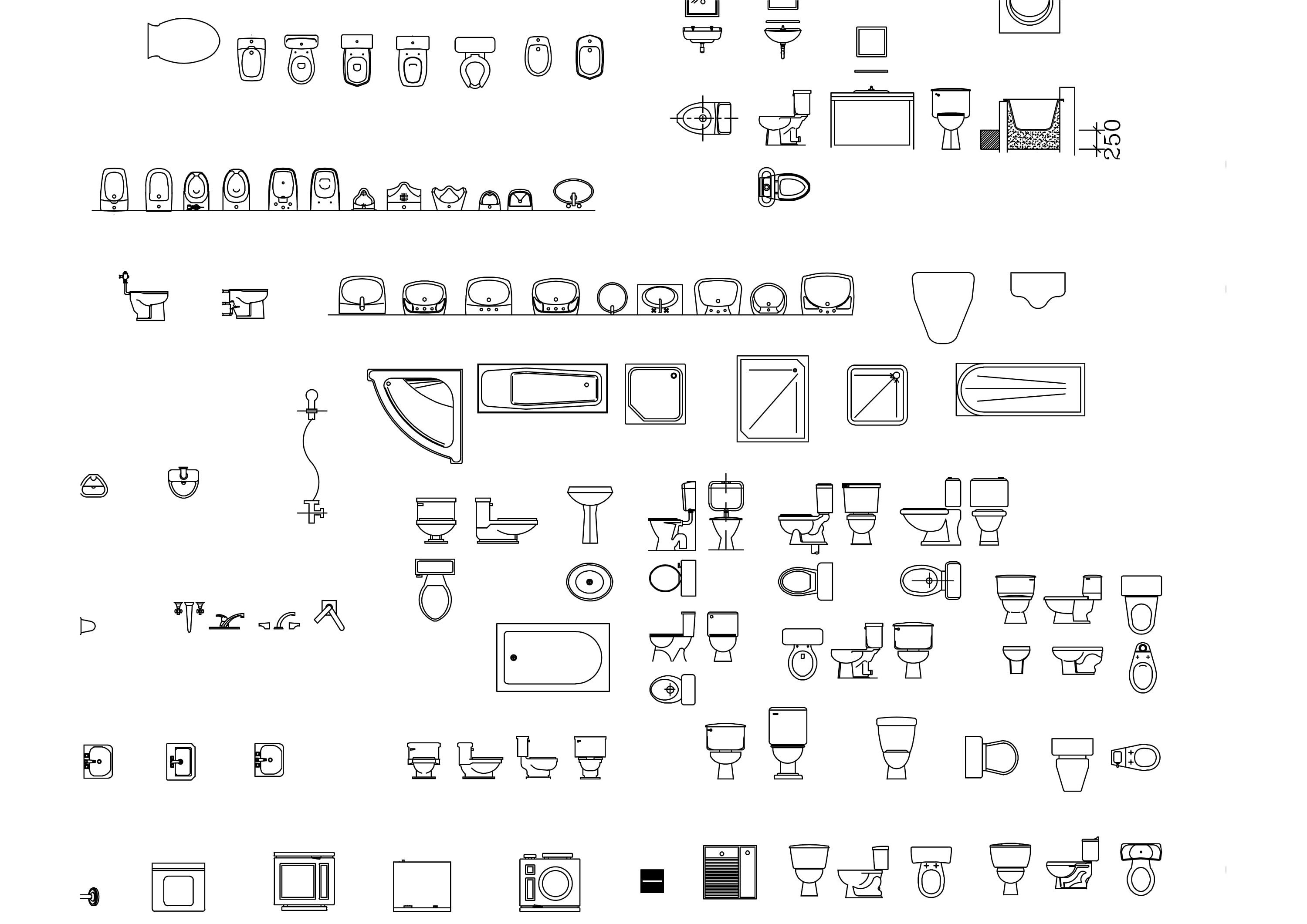 Bathroom CAD Blocks Set 002 | Architectural Autocad Blocks | Services ...