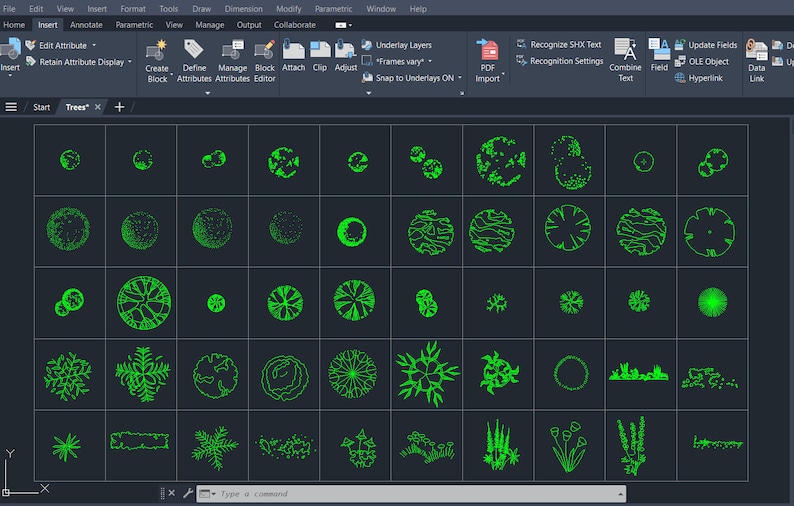 100 Trees Landscape 2D CAD Set 001 | Architectural Autocad Blocks ...