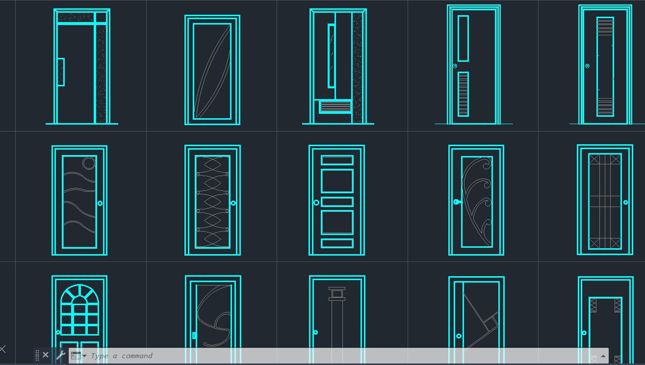 100 Doors Windows Blocks 2D CAD Set 001 | Architectural Houses Autocad ...