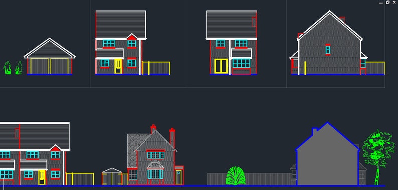 10 Houses Blocks 2D CAD Set 001 | Architectural Context Autocad Blocks ...