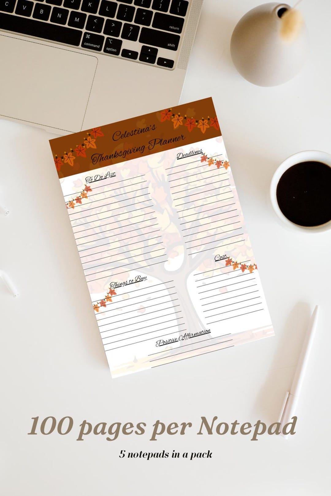 Fall-themed Notepads for Weddings or Parties Thanksgiving Business ...