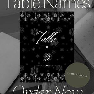 Winter Themed Table Names and Numbers Christmas Party Table Names and ...