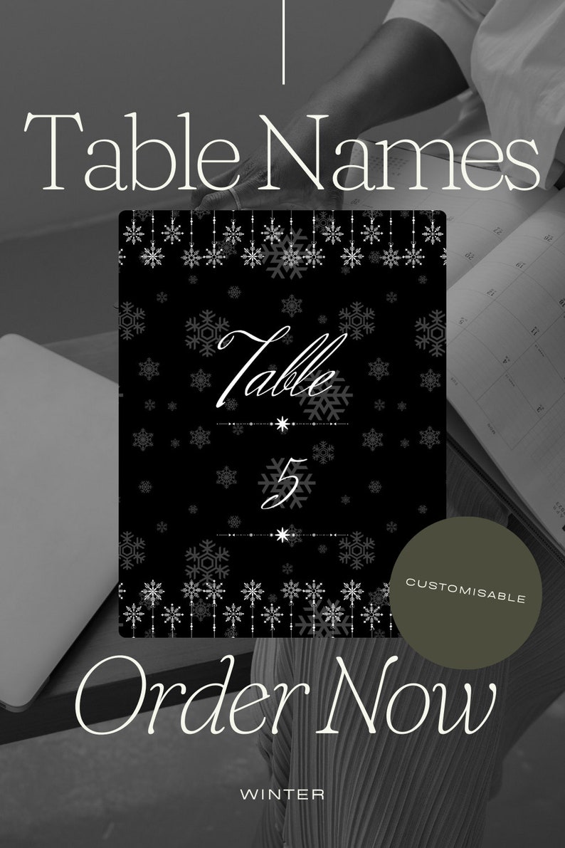 Winter Themed Table Names and Numbers Christmas Party Table Names and ...