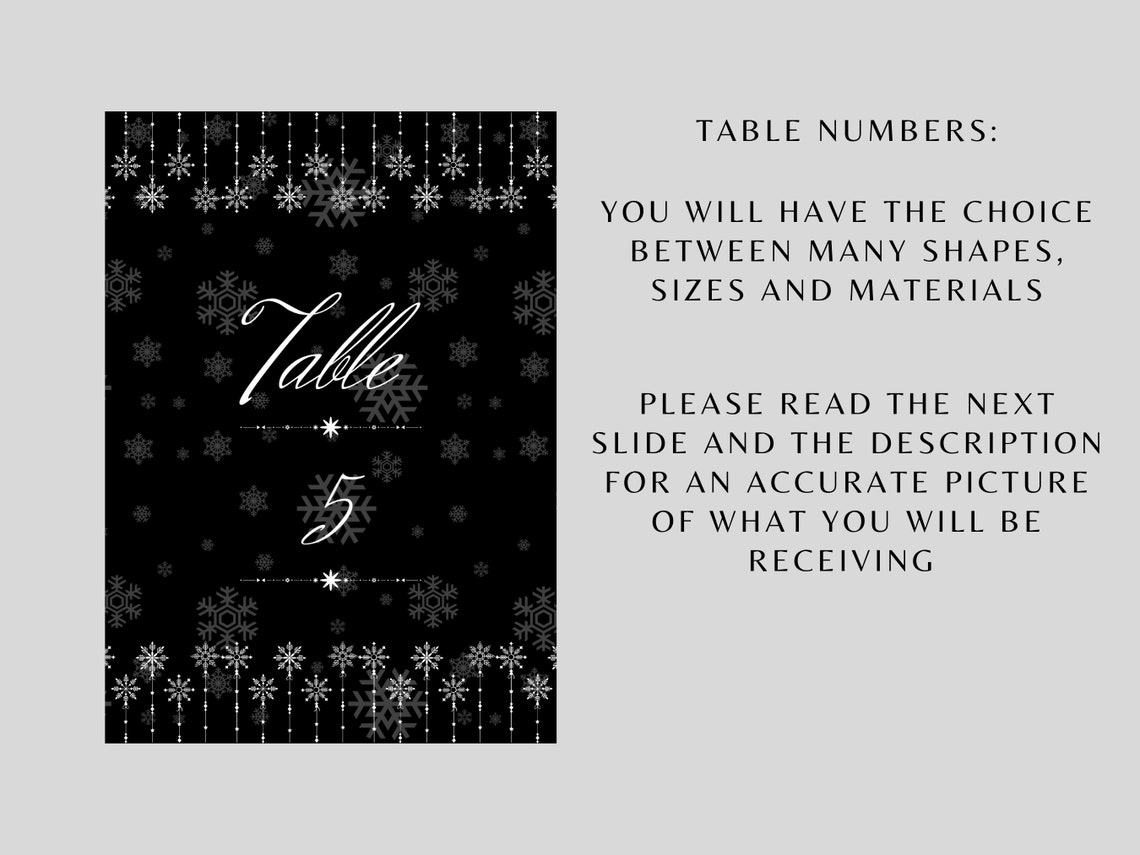 Winter Themed Table Names and Numbers Christmas Party Table Names and ...